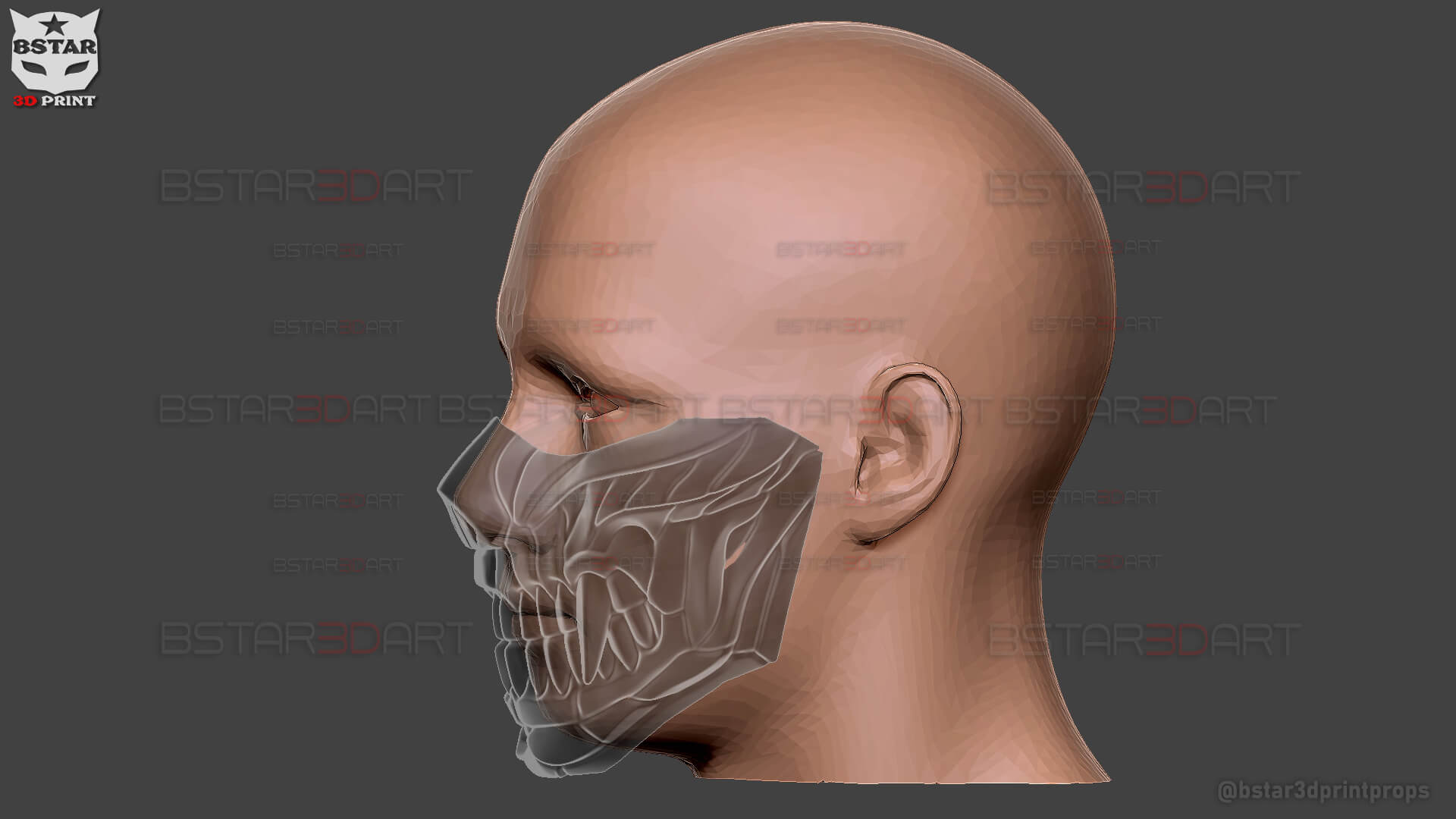 Hannya Cyber Half Mask - Halloween Cosplay 3D Print Model by blackstar90