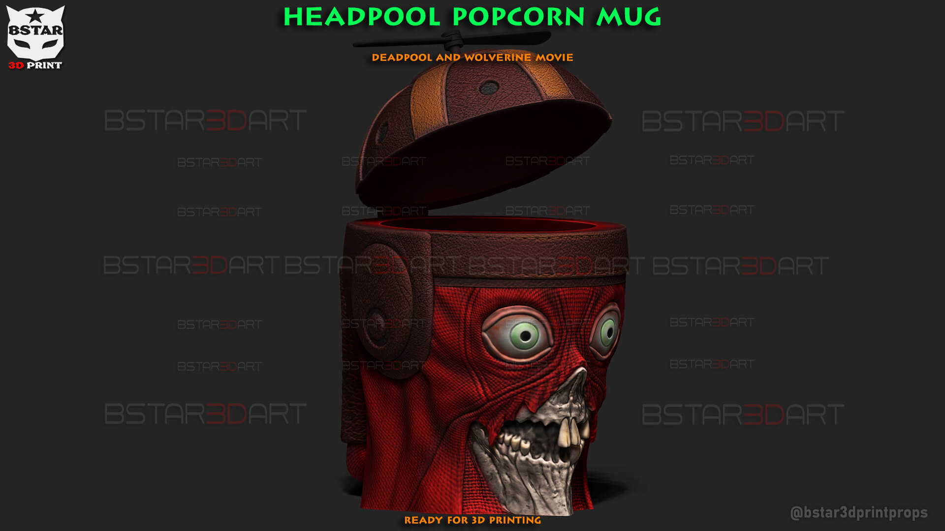 Headpool Popcorn Mug - Deadpool N Wolverine - Marvel Comic 3D Model by ...