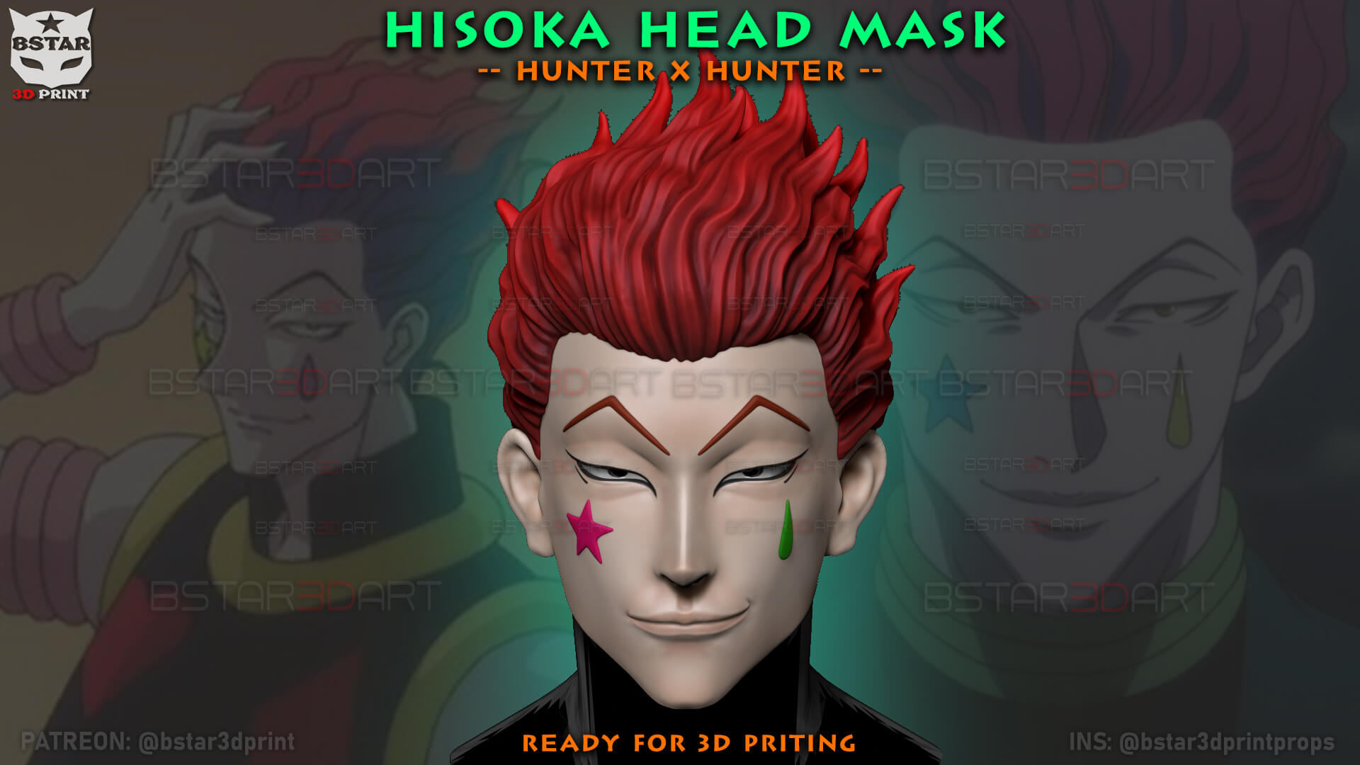 Hisoka Head Wearable Cosplay - Hunter X Hunter Anime 3D Model by ...