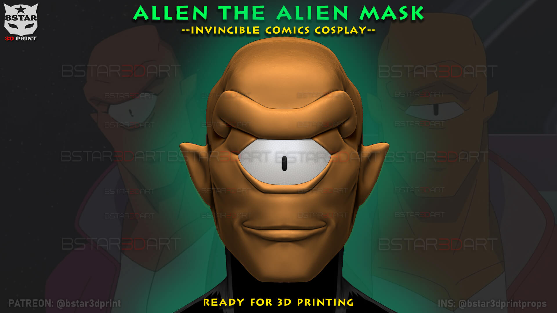 Invincible - Allen the Alien Mask - Halloween Comics Cosplay 3D Model ...