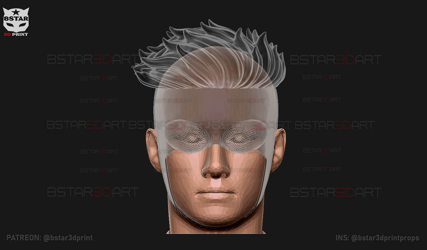 Invincible Mask with Hair - Halloween Comics Cosplay 3D Model by ...