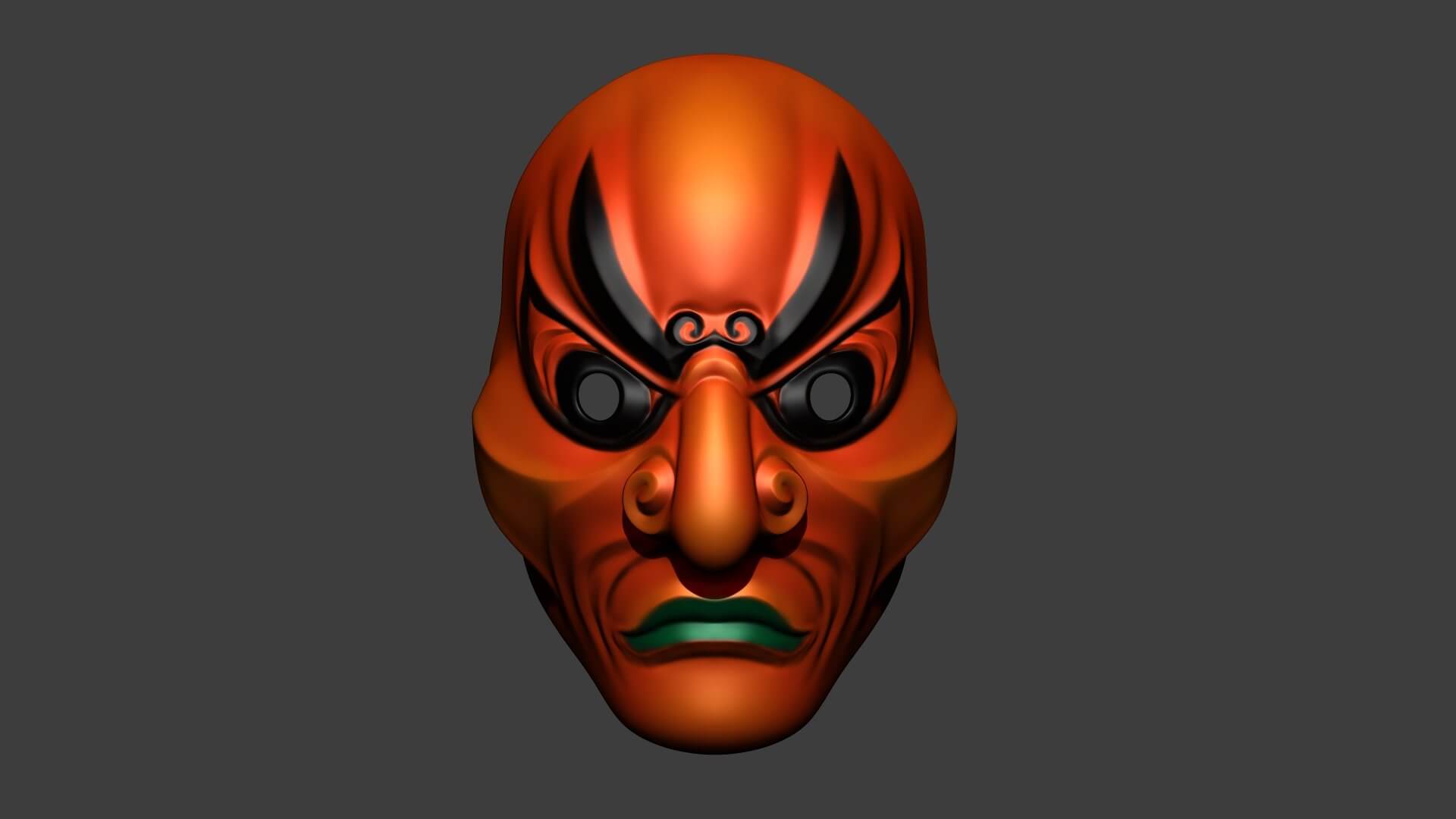 Japanese Bugaku Mask - Devil Mask 3D Model by blackstar90
