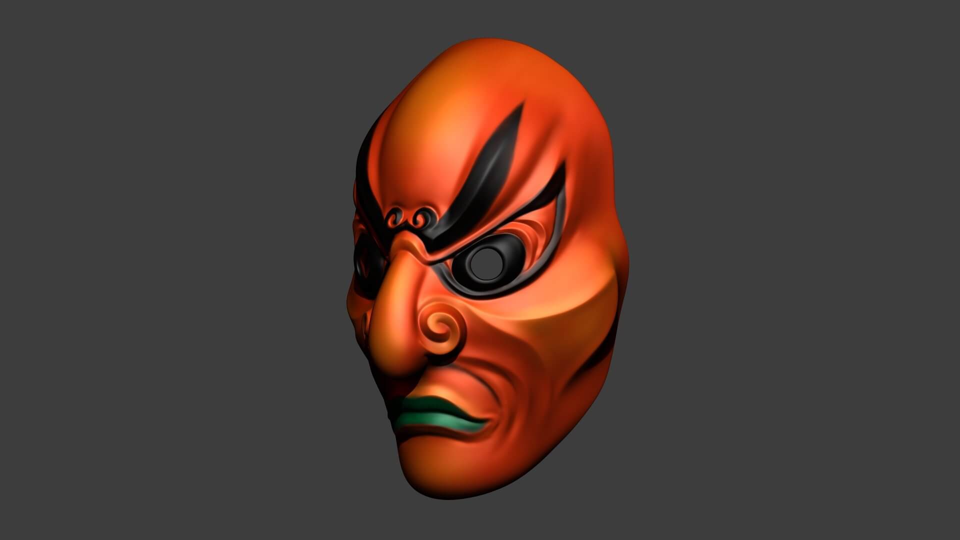 Japanese Bugaku Mask - Devil Mask 3D Model by blackstar90