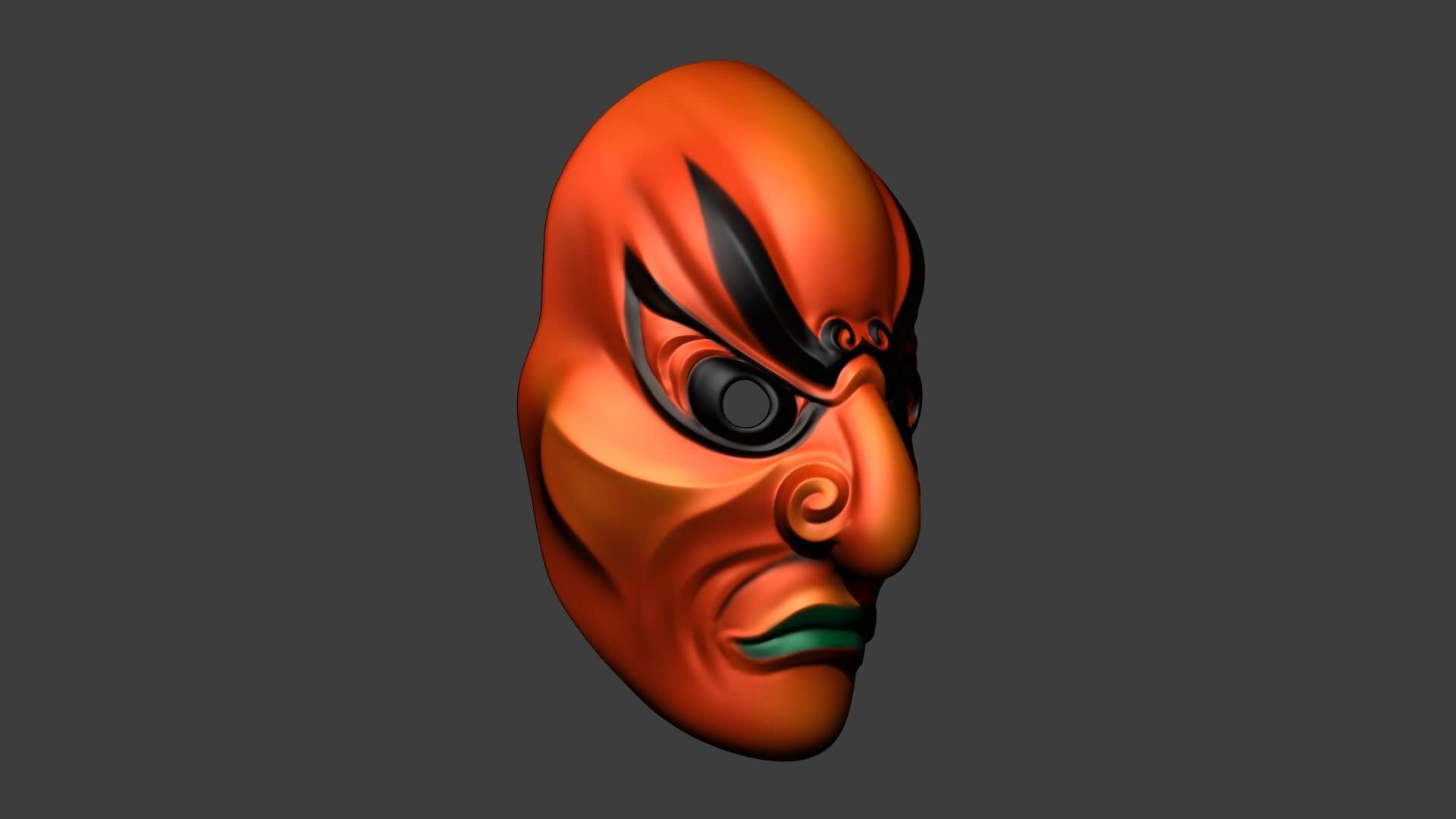 Japanese Bugaku Mask - Devil Mask 3D Model by blackstar90
