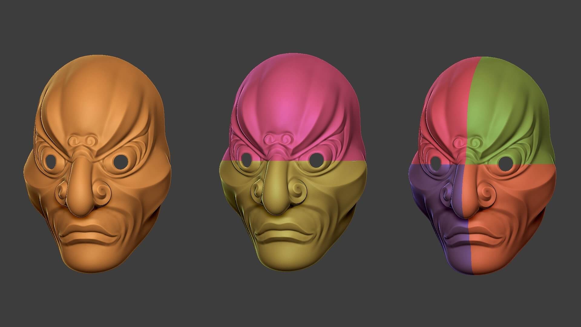 Japanese Bugaku Mask - Devil Mask 3D Model by blackstar90