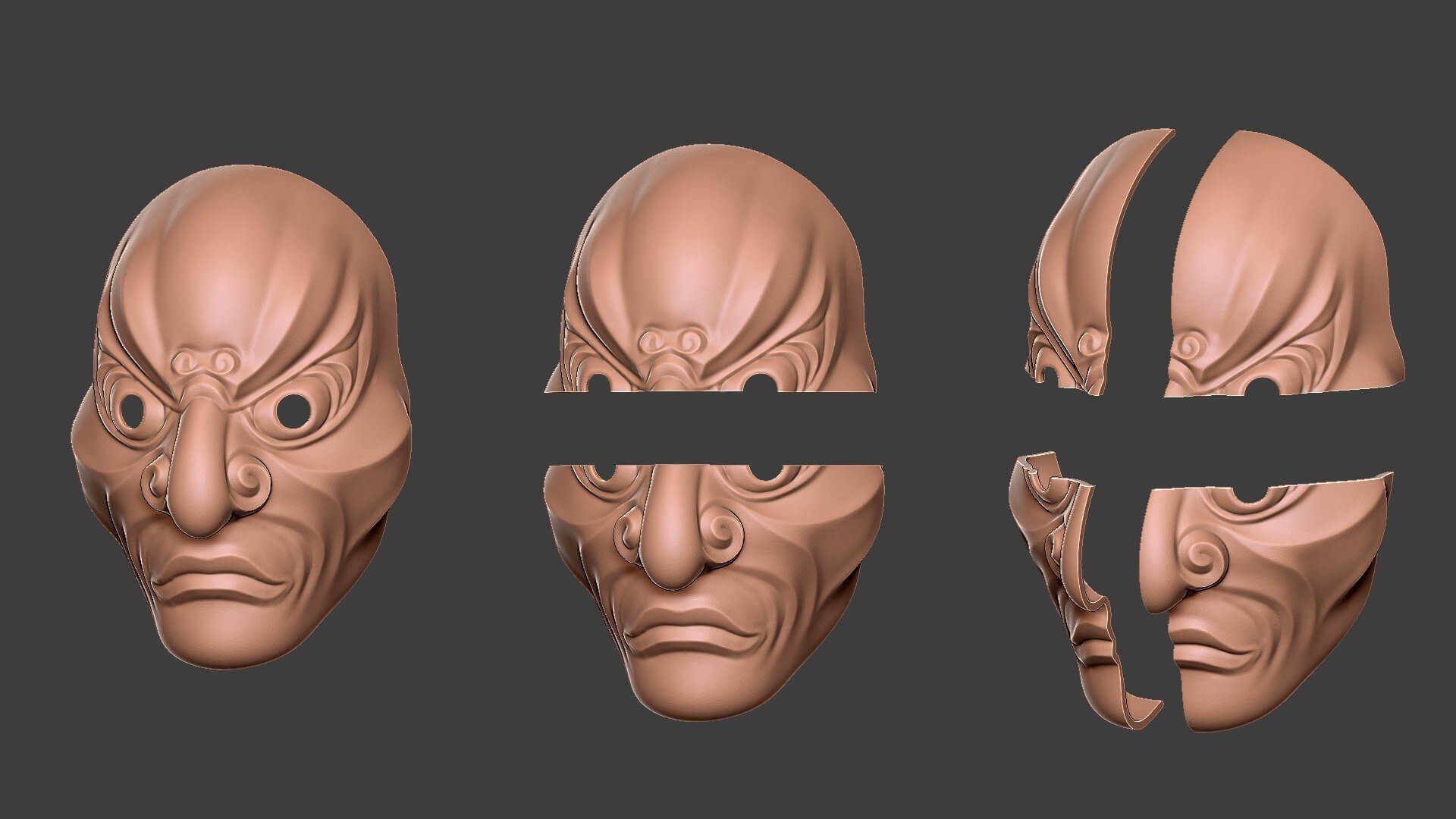 Japanese Bugaku Mask - Devil Mask 3D Model by blackstar90