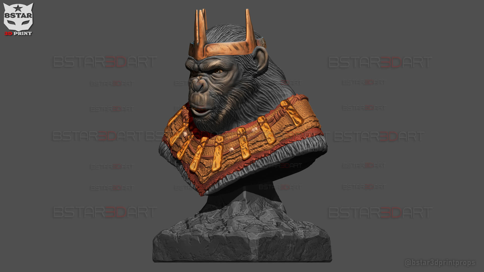 Kingdom of The Planet of The Apes Bust - 3D Model by blackstar90