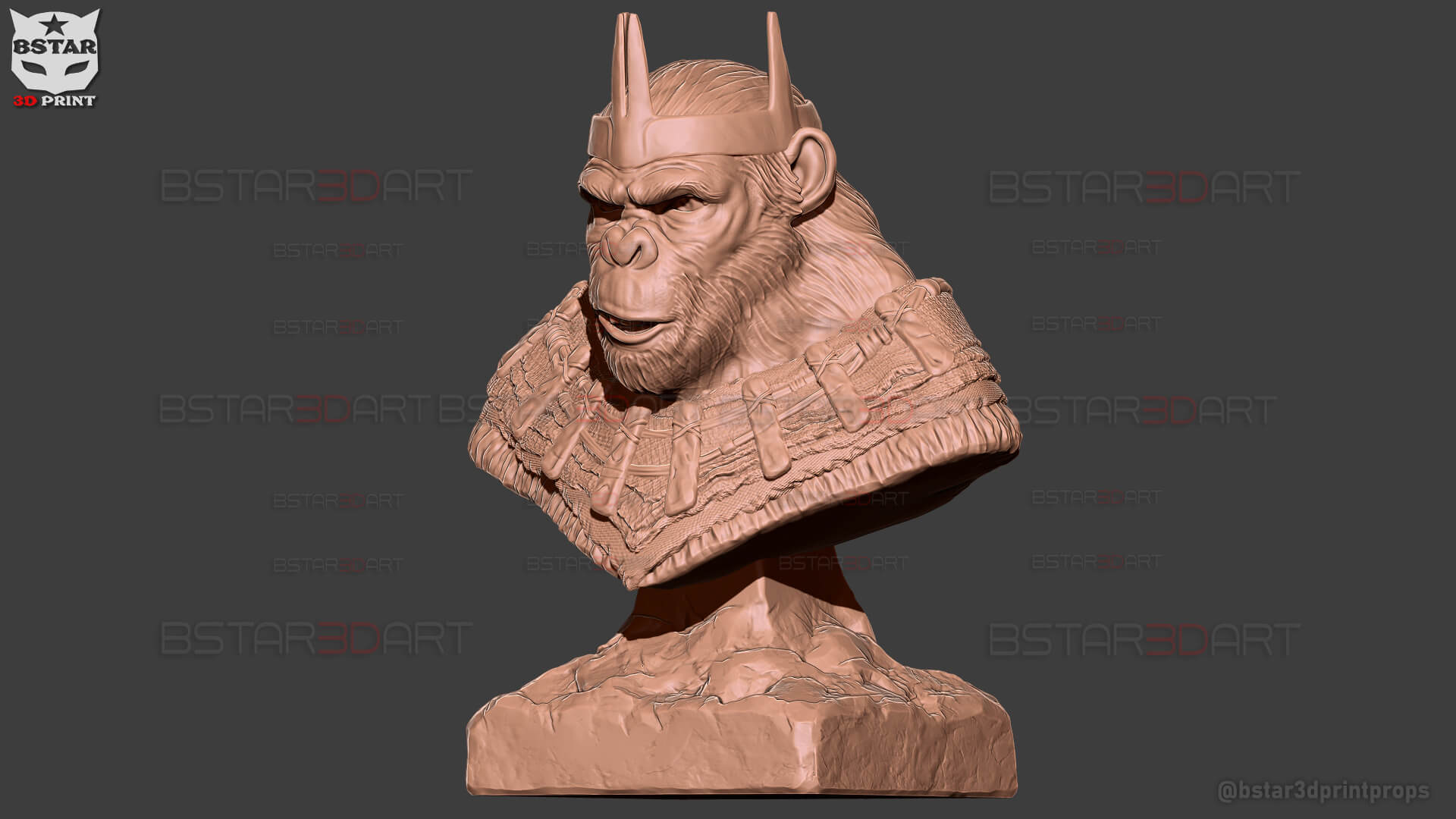 Kingdom of The Planet of The Apes Bust - 3D Model by blackstar90