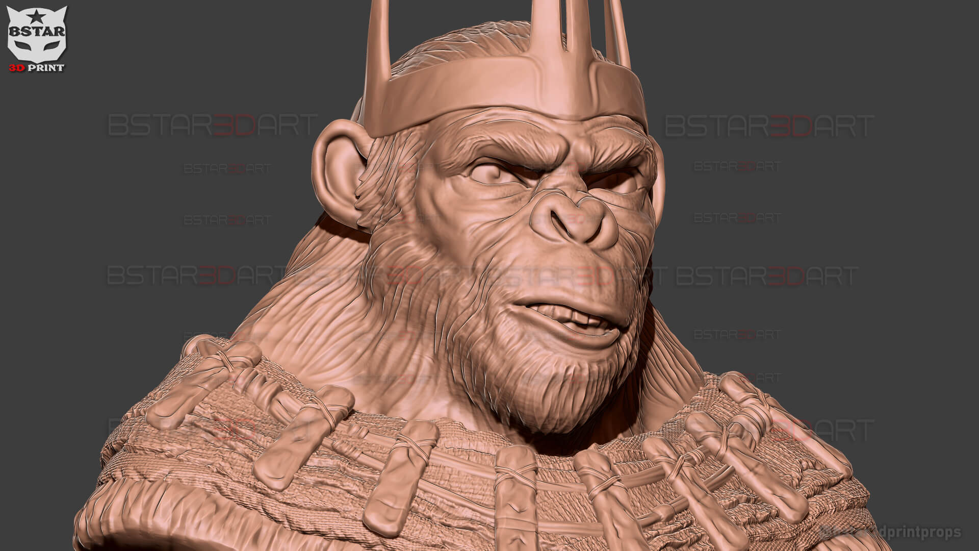 Kingdom of The Planet of The Apes Bust - 3D Model by blackstar90