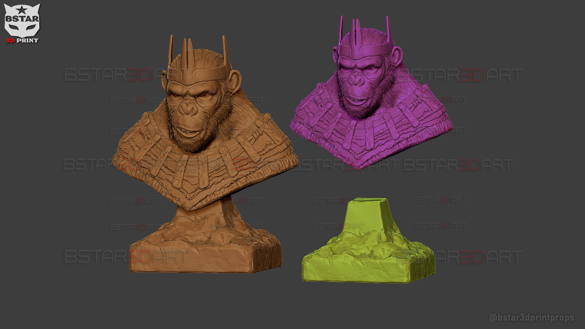 Kingdom of The Planet of The Apes Bust - 3D Model by blackstar90