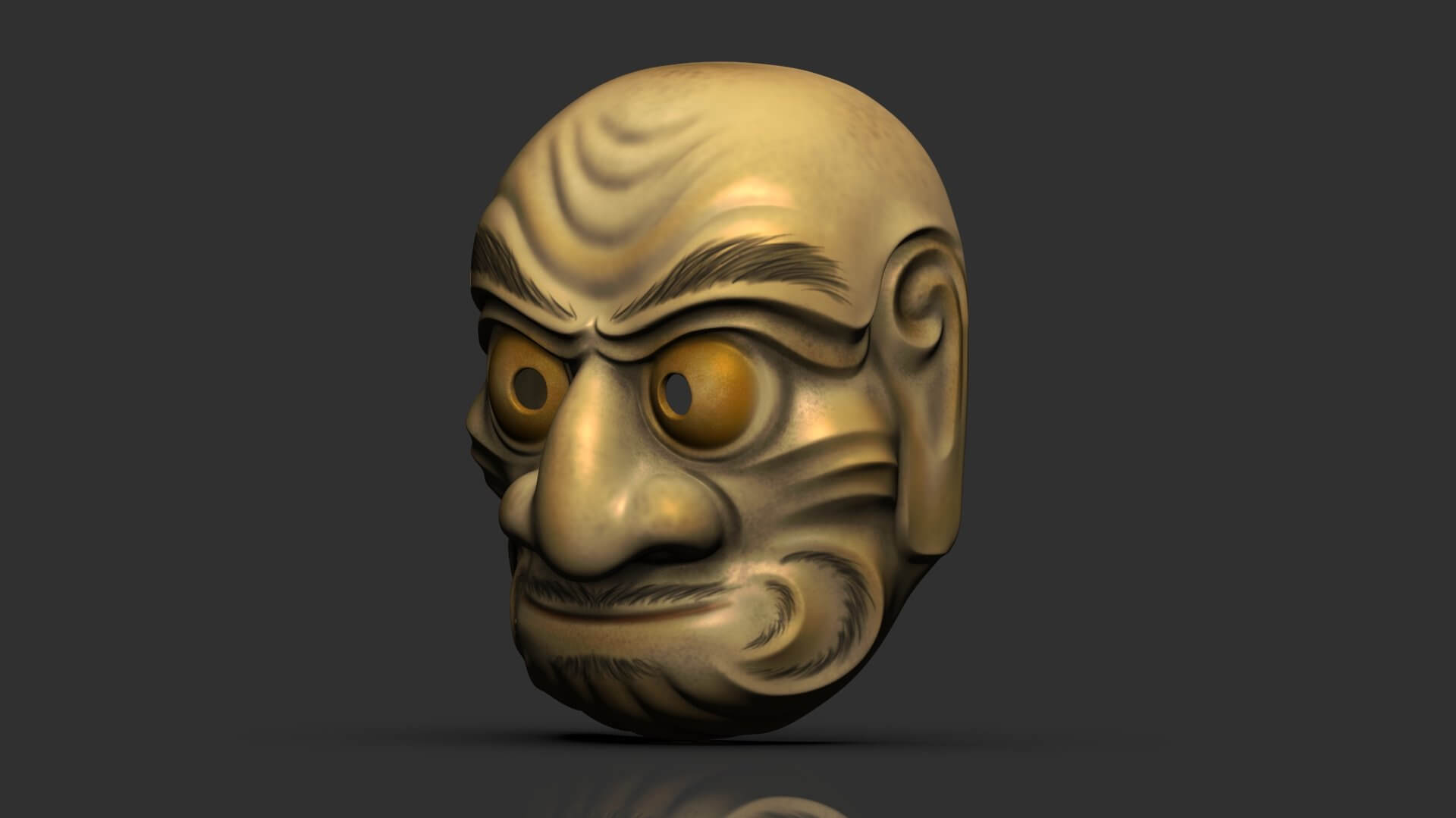 Japanese Kumasaka Mask - Noh Mask 3D Model by blackstar90