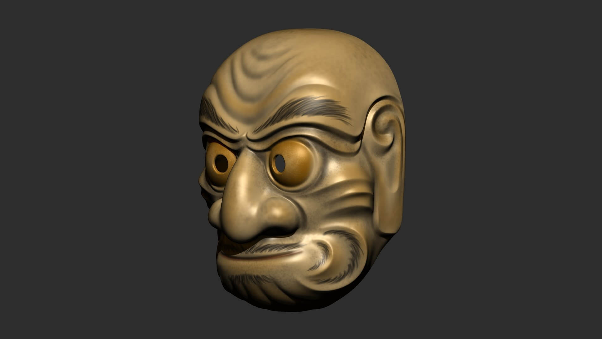 Japanese Kumasaka Mask - Noh Mask 3D Model by blackstar90
