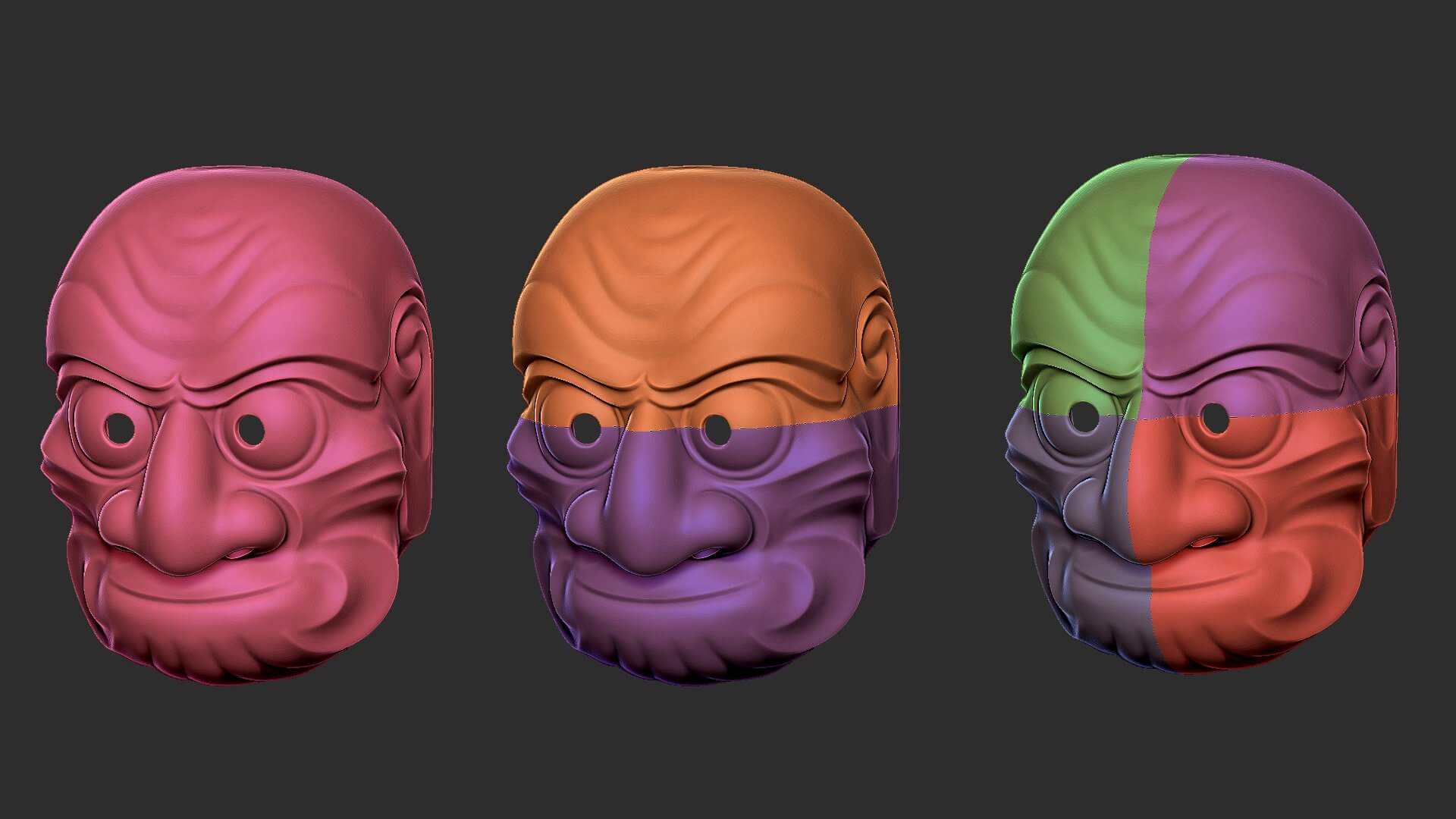 Japanese Kumasaka Mask - Noh Mask 3D Model by blackstar90