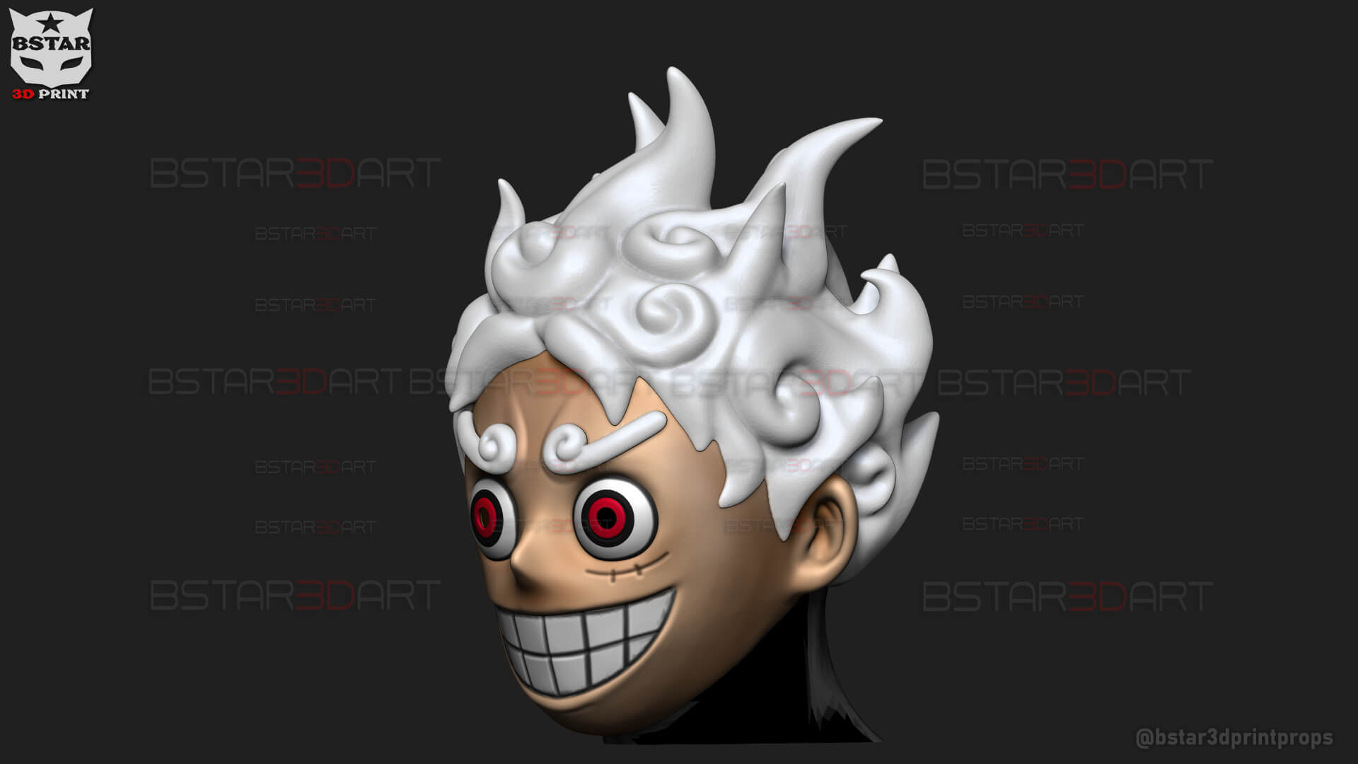 Luffy Gear 5 Head Mask Wearable - One Piece Cosplay 3D Model by blackstar90