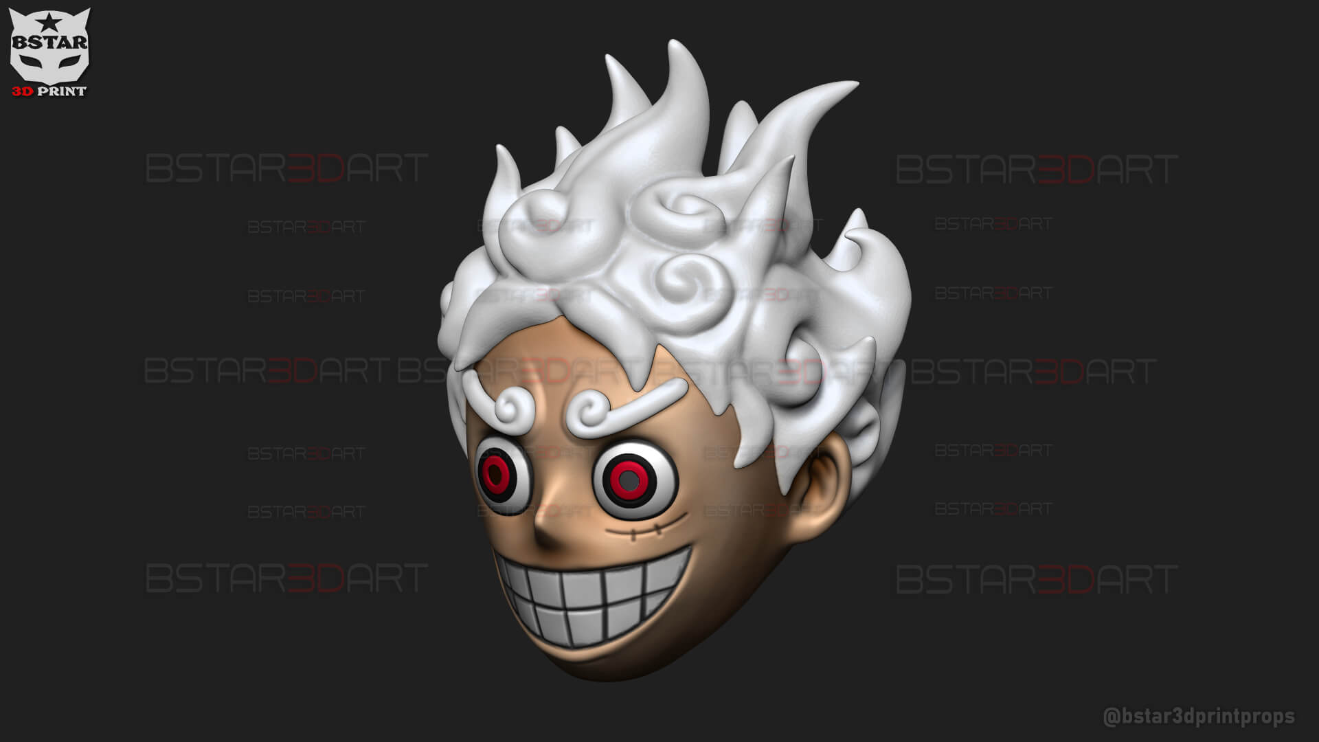 Luffy Gear 5 Head Mask Wearable - One Piece Cosplay 3D Model by blackstar90