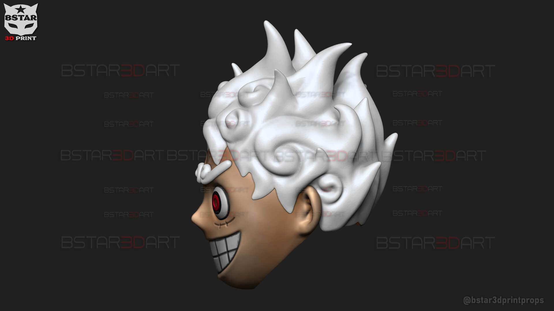 Luffy Gear 5 Head Mask Wearable - One Piece Cosplay 3D Model by blackstar90