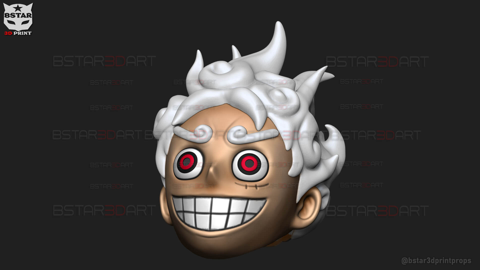 Luffy Gear 5 Head Mask Wearable - One Piece Cosplay 3D Model by blackstar90