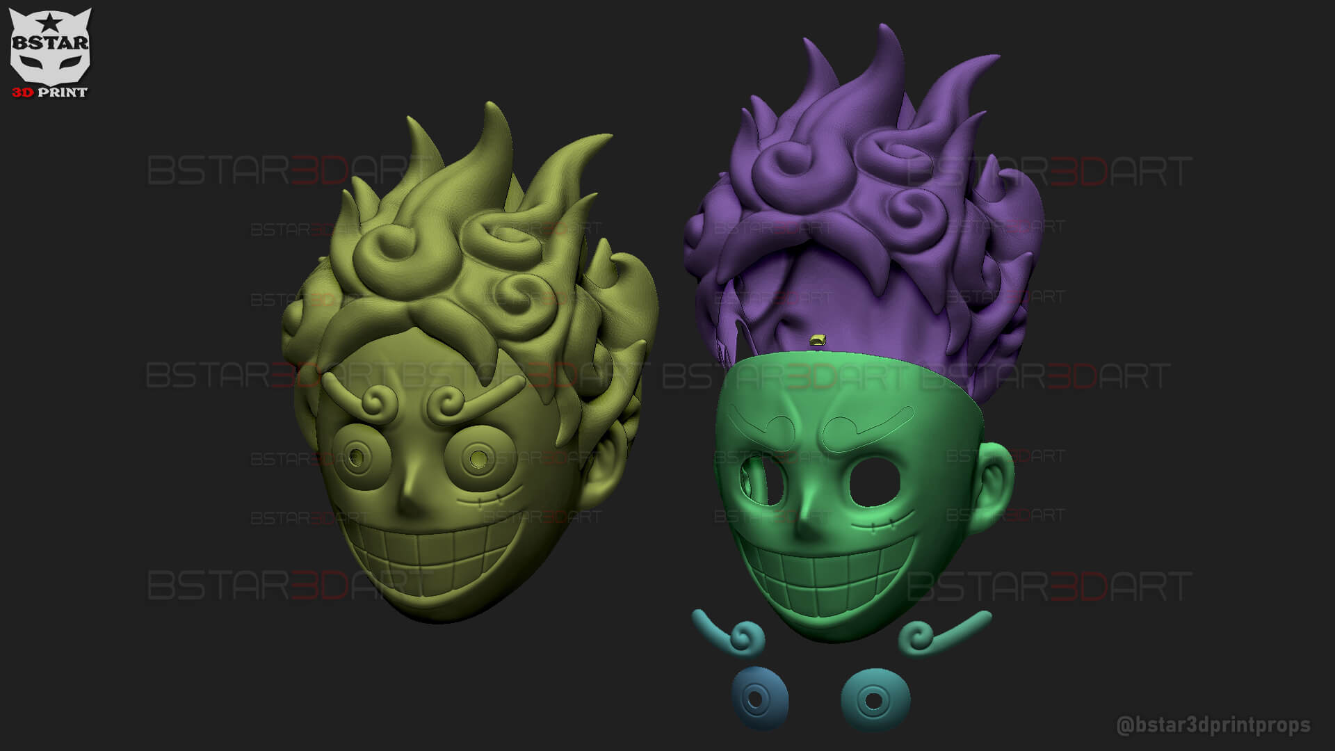 Luffy Gear 5 Head Mask Wearable - One Piece Cosplay 3D Model by blackstar90