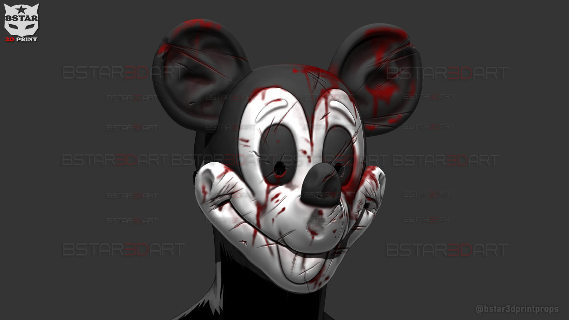 Mickey Mouse Trap Mask- Damaged Version - Halloween Cosplay 3D Print ...