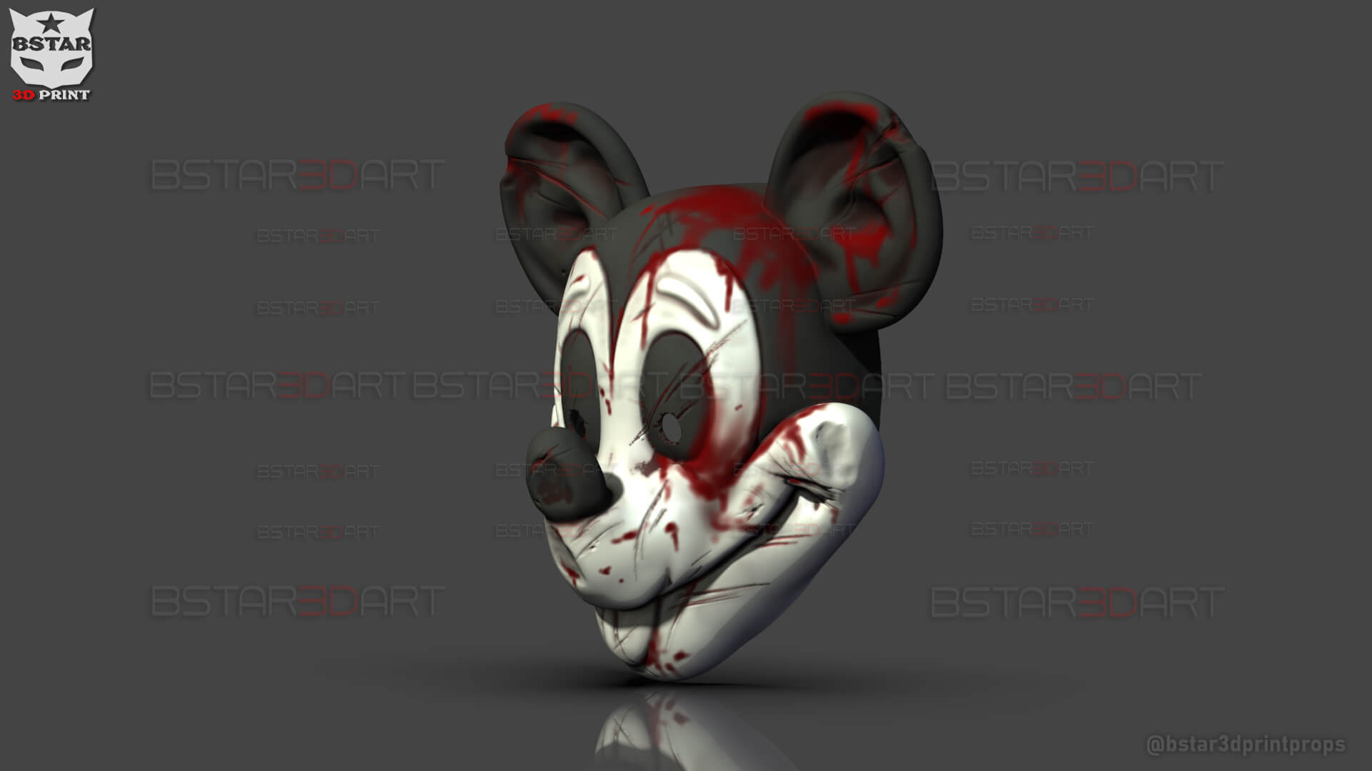 Mickey Mouse Trap Mask- Damaged Version - Halloween Cosplay 3D Model by ...