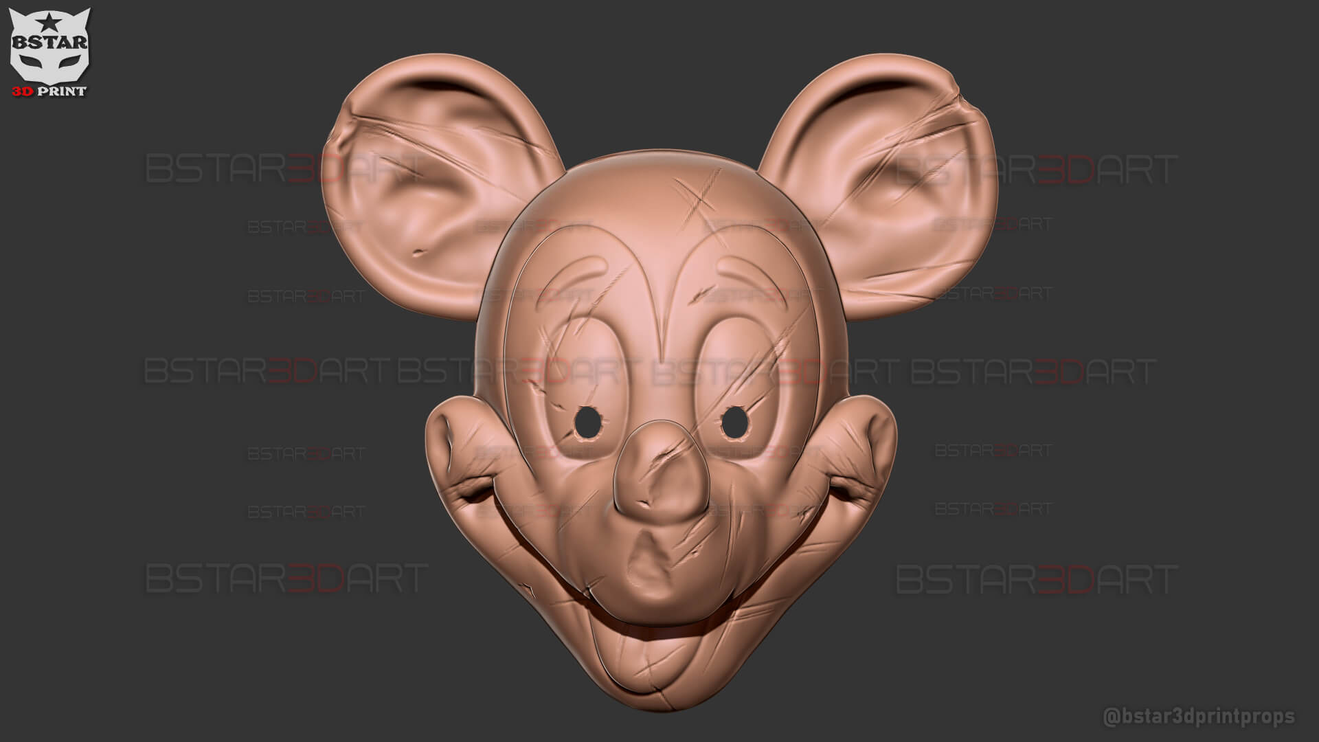 Mickey Mouse Trap Mask- Damaged Version - Halloween Cosplay 3D Print ...