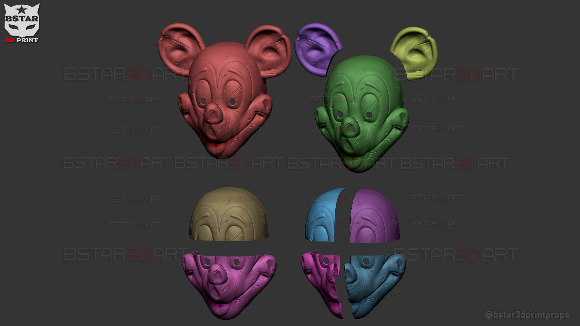 Mickey Mouse Trap Mask- Damaged Version - Halloween Cosplay 3D Print ...