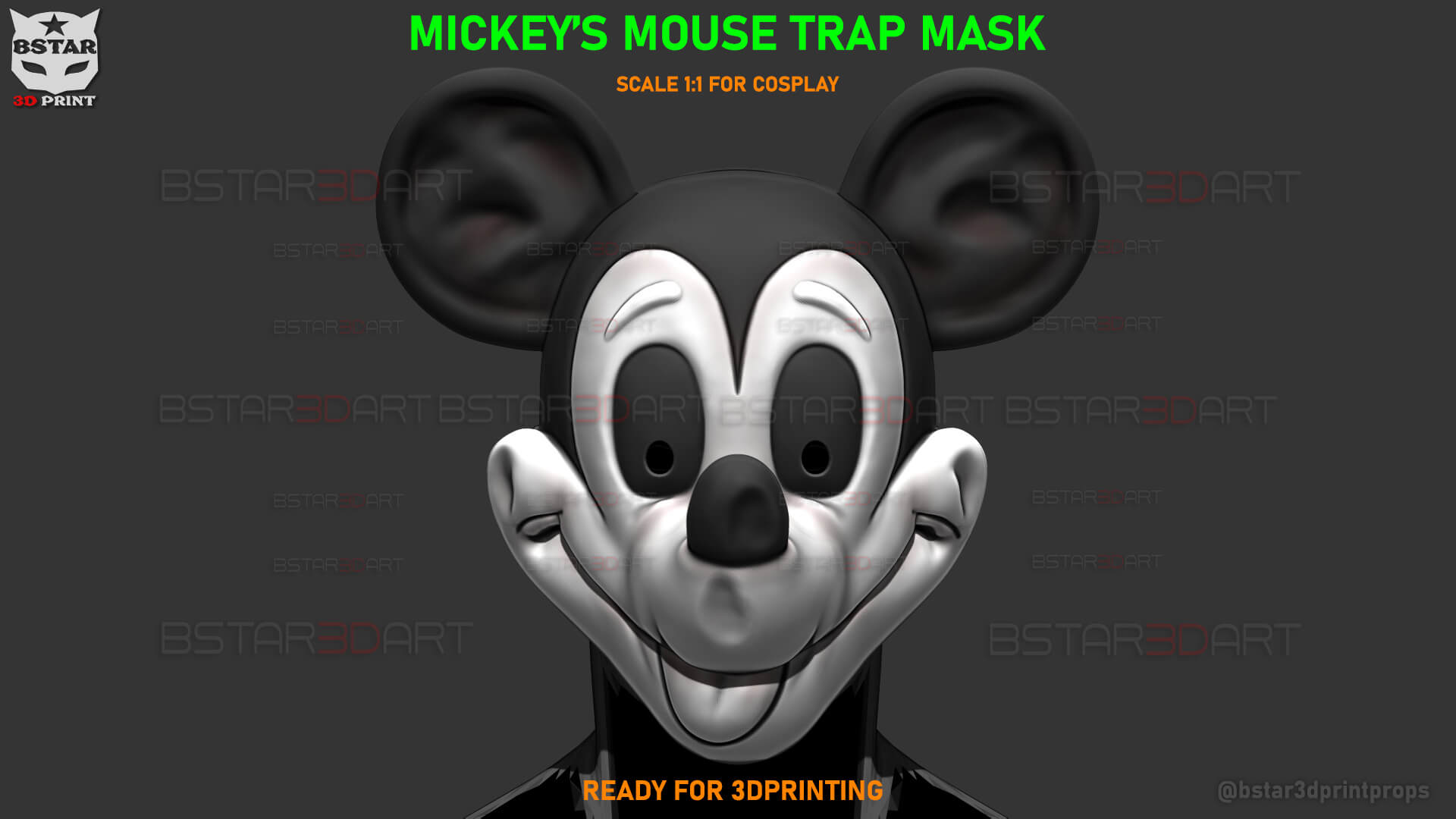 Mickey Mouse Trap Mask - Halloween Cosplay 3D Print Model by blackstar90