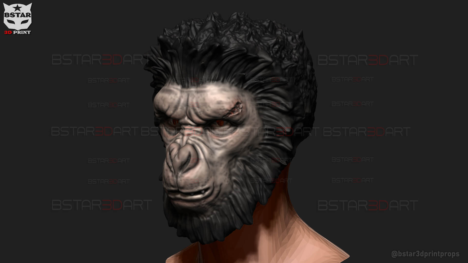 Monkey Man Face Mask - Halloween Cosplay 3D Model by blackstar90