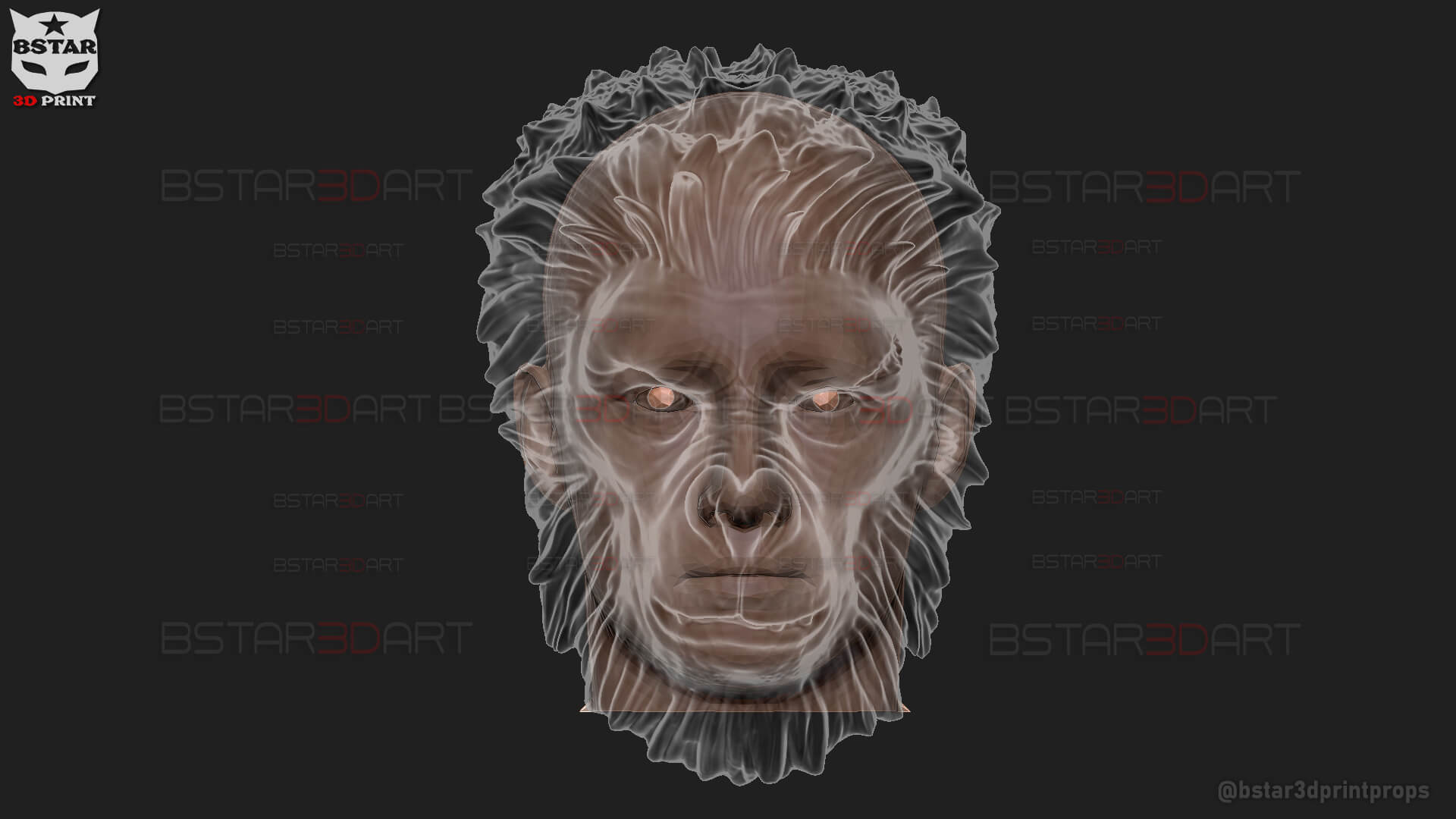 Monkey Man Face Mask - Halloween Cosplay 3D Model by blackstar90