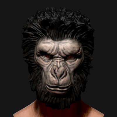 Monkey Man Face Mask - Halloween Cosplay 3D Model by blackstar90