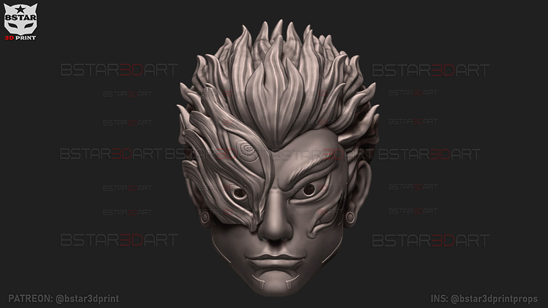 Sukuna Final Form Head Mask (with Hair) - Jujutsu Kaisen 3D Model by ...