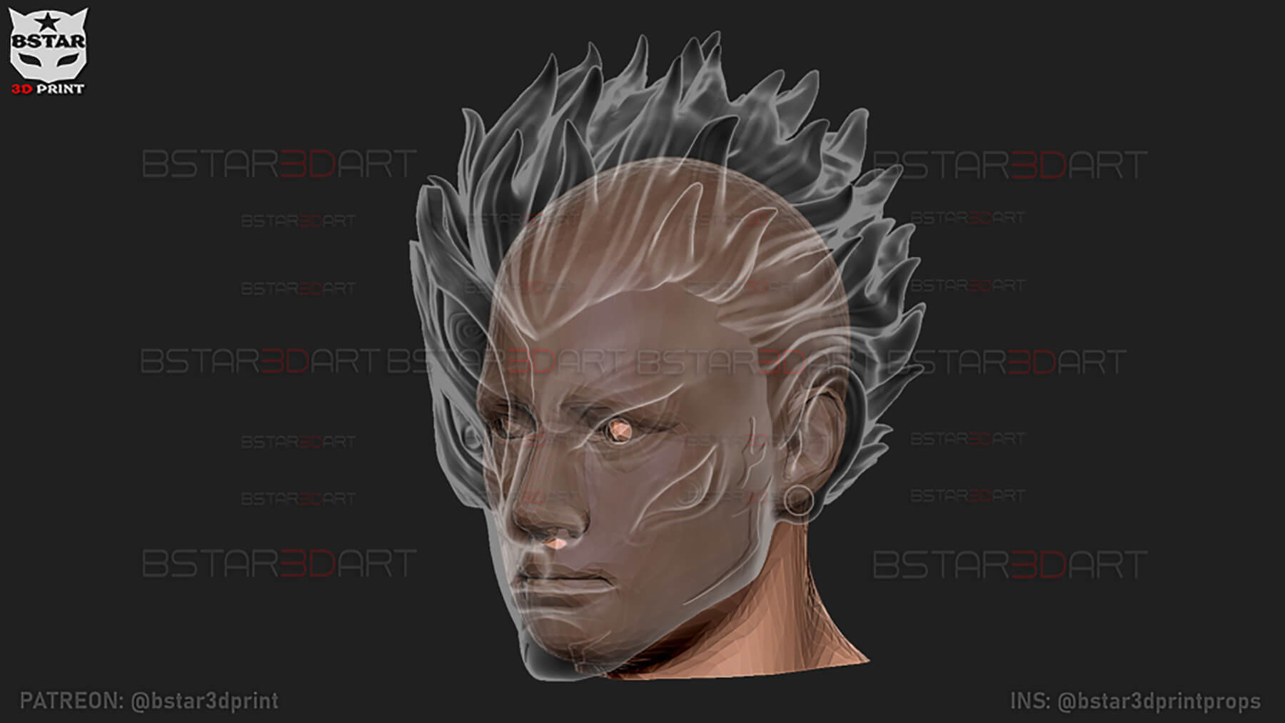 Sukuna Final Form Head Mask (with Hair) - Jujutsu Kaisen 3D Model by ...