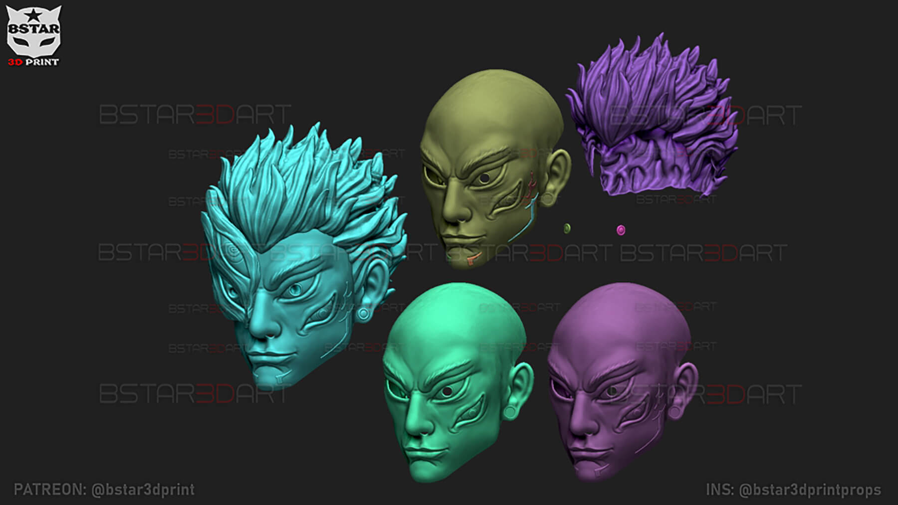 Sukuna Final Form Head Mask (with Hair) - Jujutsu Kaisen 3D Model by ...