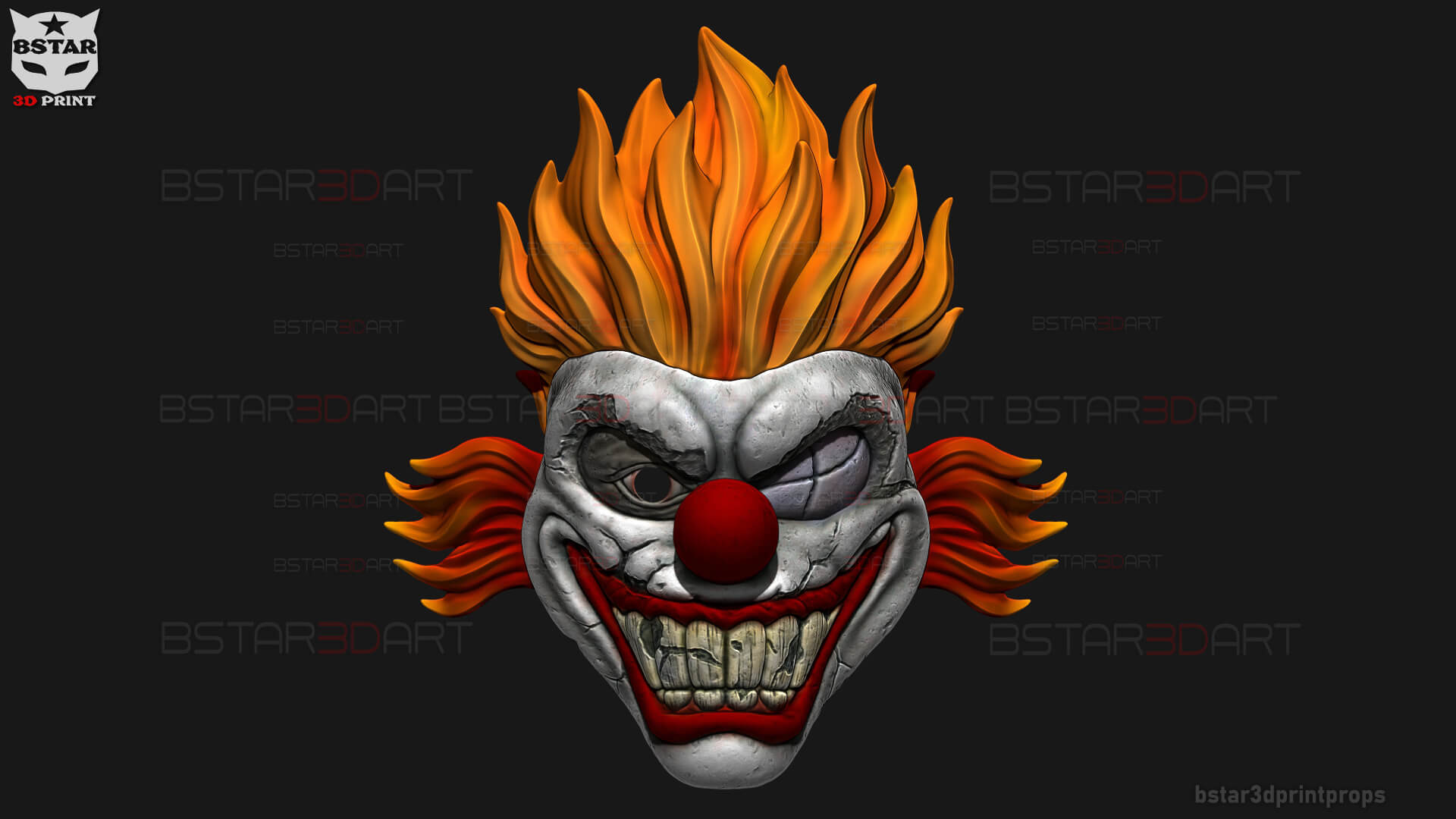 Sweet Tooth Twisted Metal Mask With Hair High Quality - 3D Print Model ...