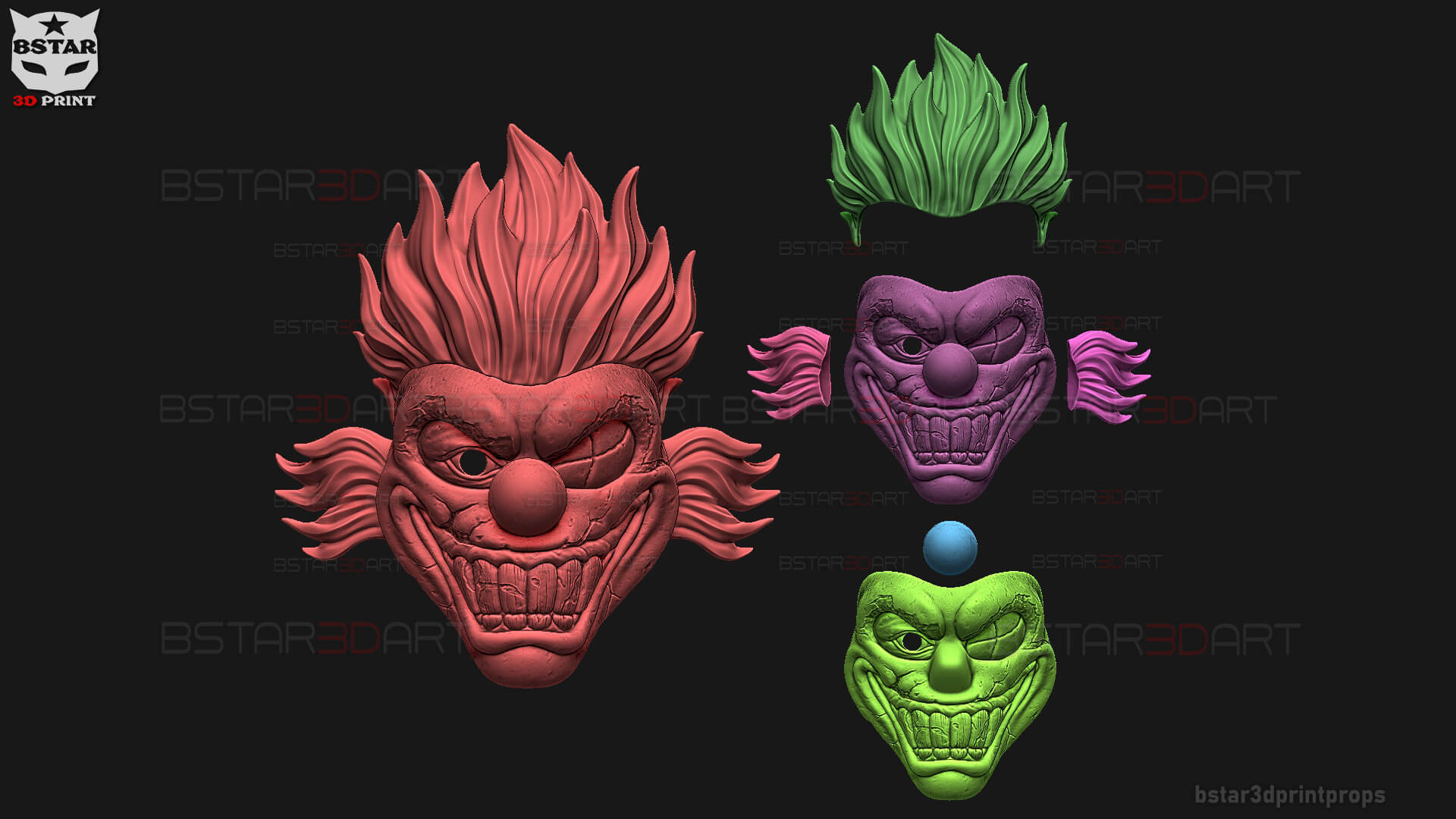 Sweet Tooth Twisted Metal Mask With Hair High Quality - 3D Print Model ...