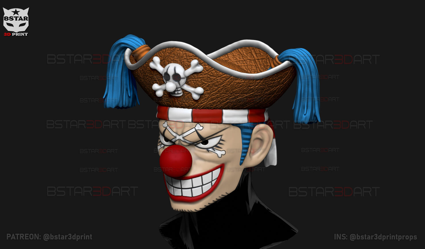 The Buggy Head Wearable - One Piece Anime Cosplay 3D Model by blackstar90