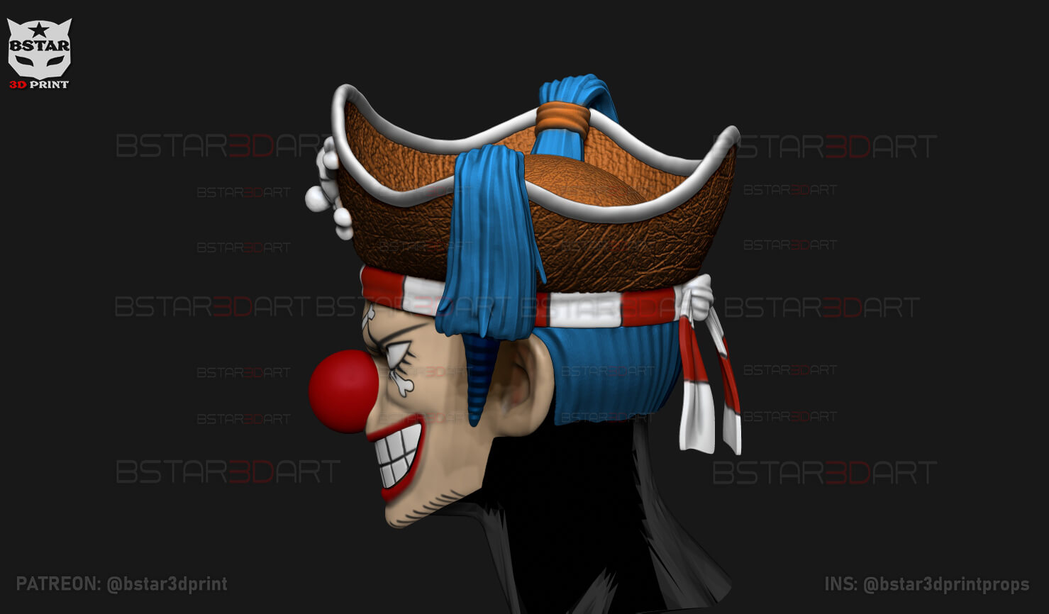 The Buggy Head Wearable - One Piece Anime Cosplay 3D Model by blackstar90
