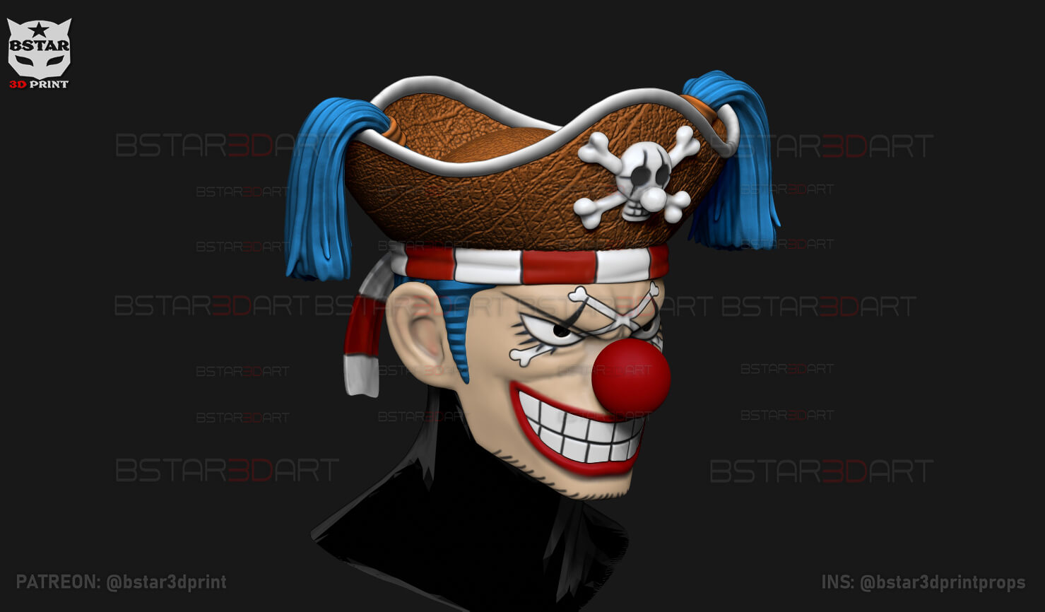 The Buggy Head Wearable - One Piece Anime Cosplay 3D Model by blackstar90
