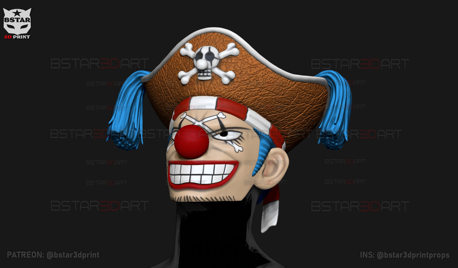 The Buggy Head Wearable - One Piece Anime Cosplay 3D Model by blackstar90