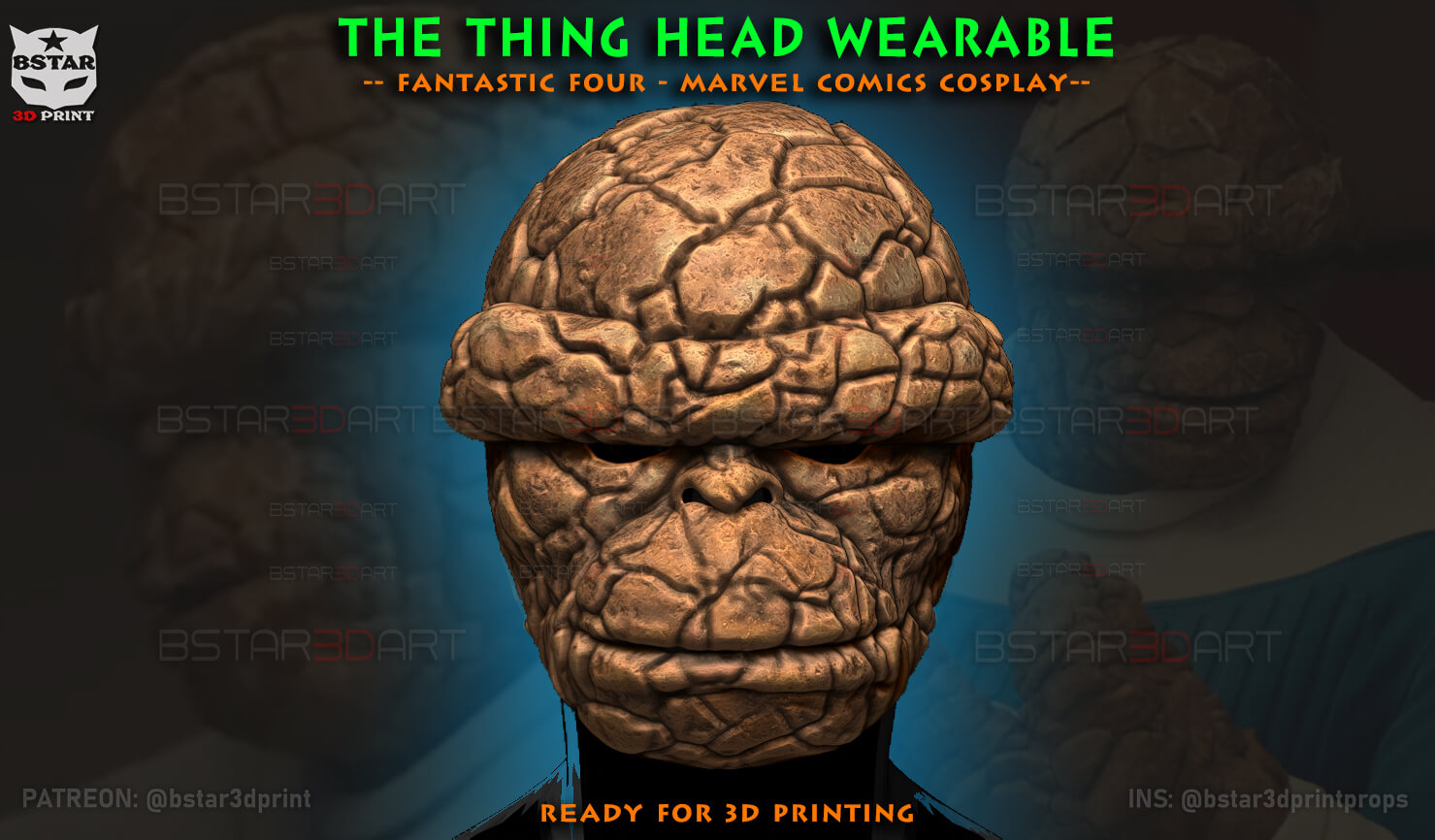The Thing Head Wearable - Fantastic Four - Marvel Comics 3D Model by ...