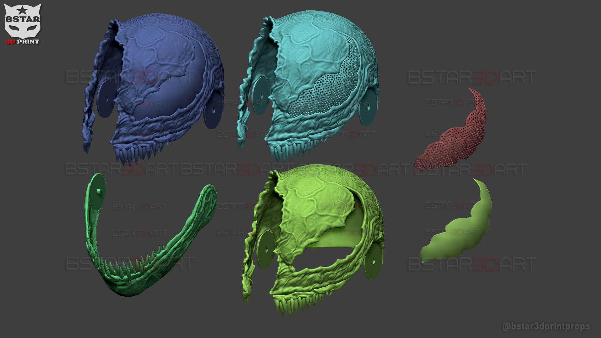 Venom Helmet Damaged Moveable - Marvel Moevie 2024 3D Model by blackstar90
