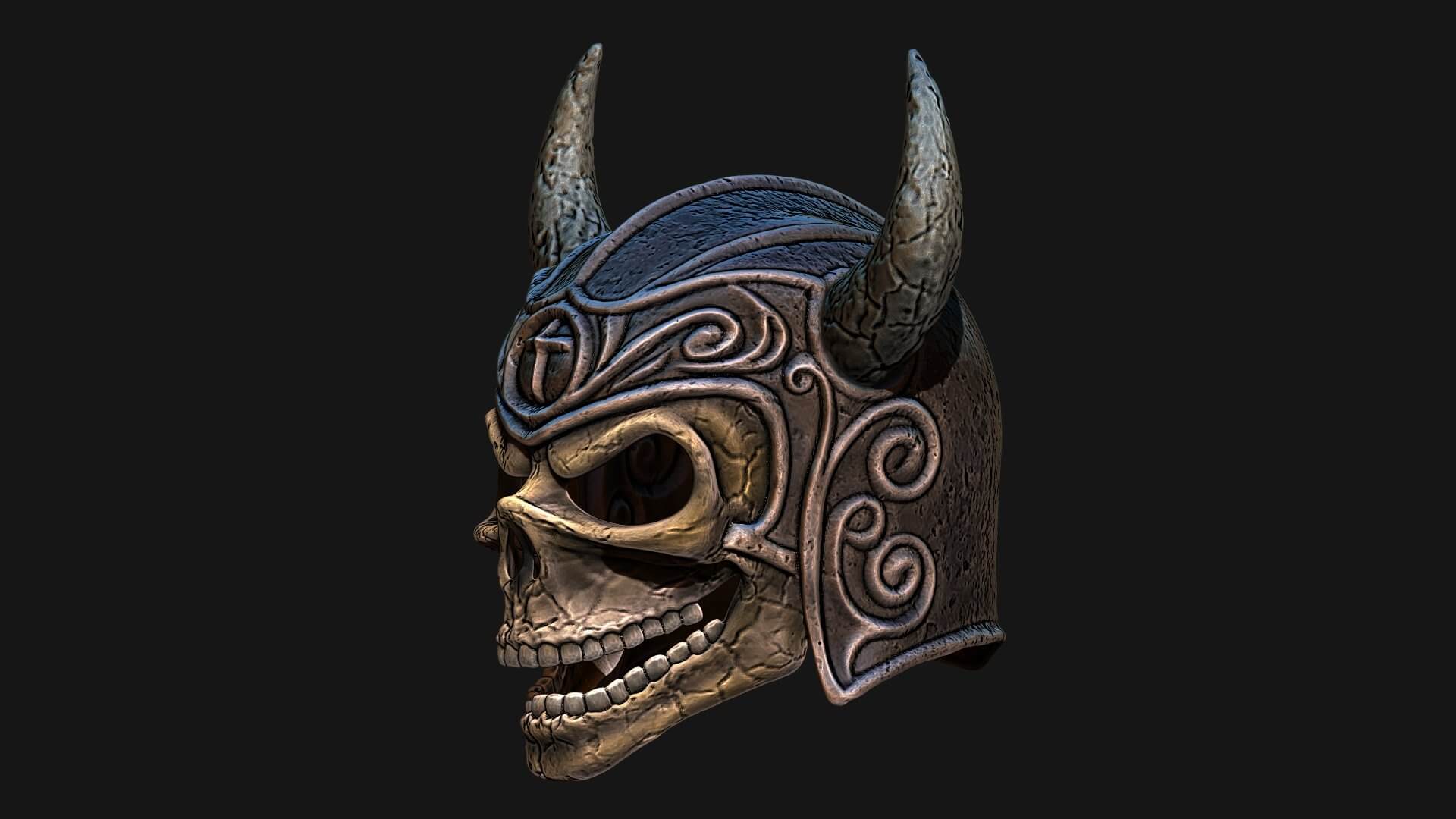 Viking Warrior Skull Helmet - 3D Print Model by blackstar90