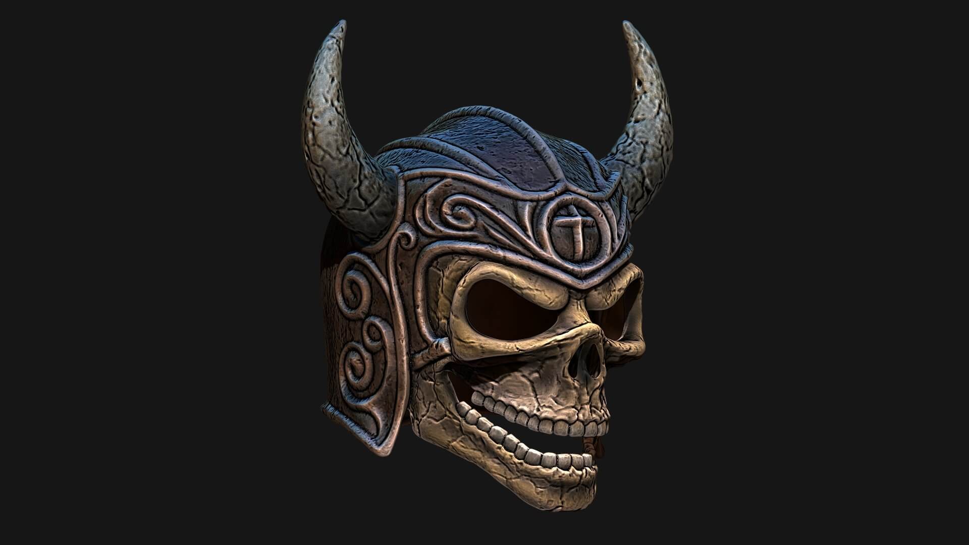 Viking Warrior Skull Helmet - 3D Print Model by blackstar90