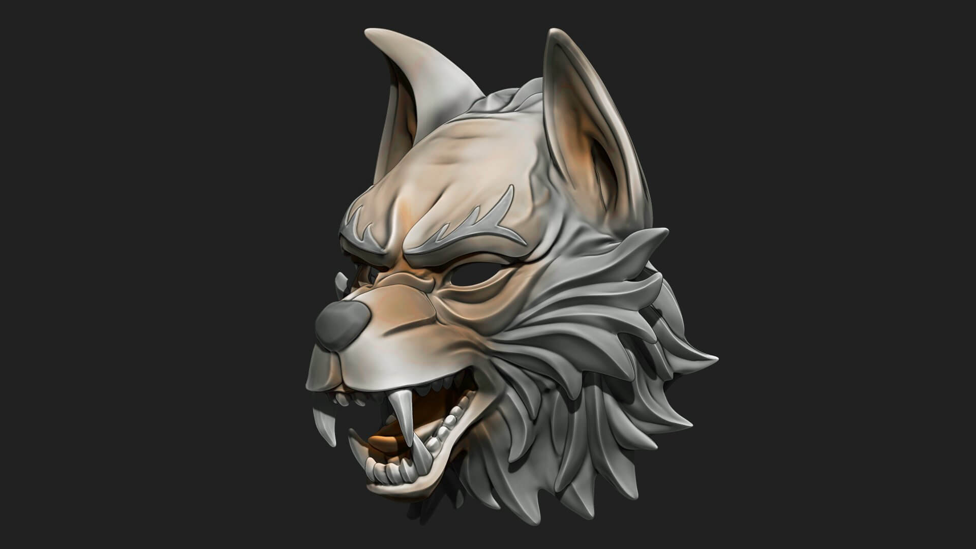 Wolf Mask - Japanese Samurai Mask - Oni Tiger Mask 3D Print Model by ...