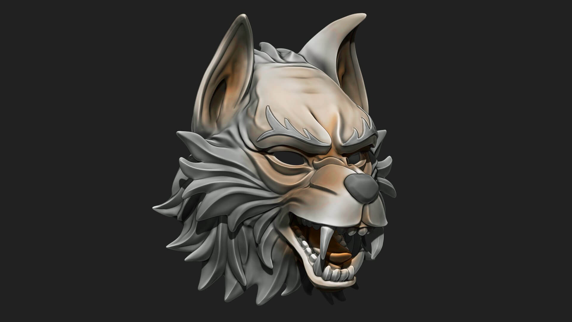Wolf Mask - Japanese Samurai Mask - Oni Tiger Mask 3D Print Model by ...
