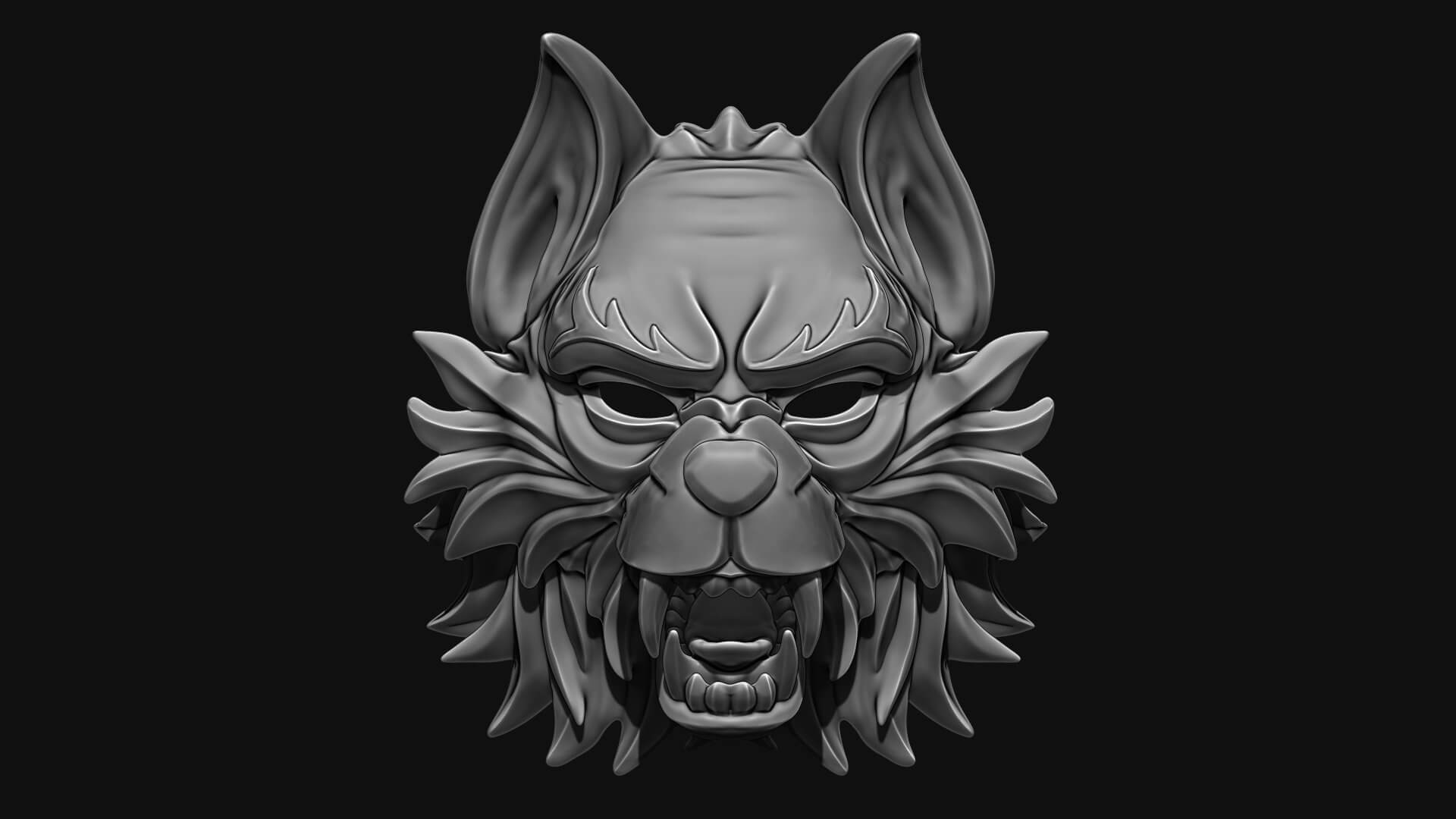 Wolf Mask - Japanese Samurai Mask - Oni Tiger Mask 3D Print Model by ...
