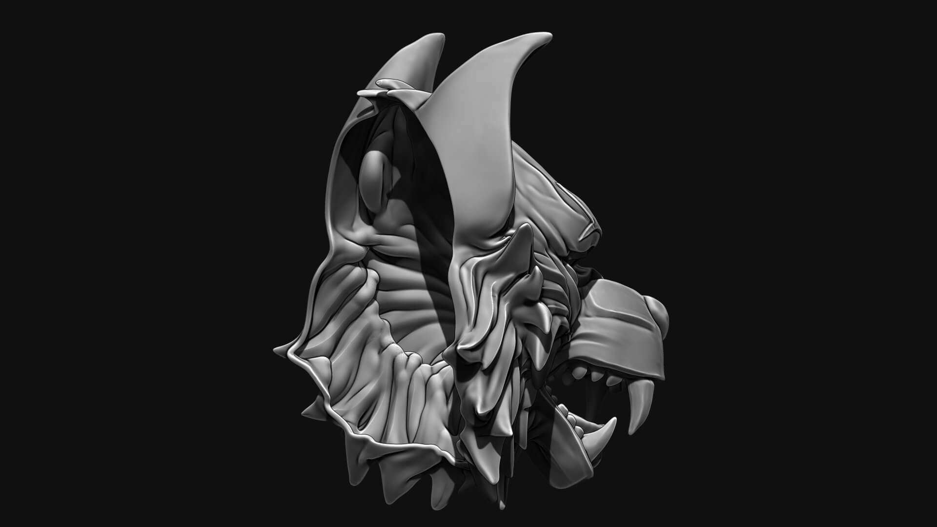 Wolf Mask - Japanese Samurai Mask - Oni Tiger Mask 3D Print Model by ...