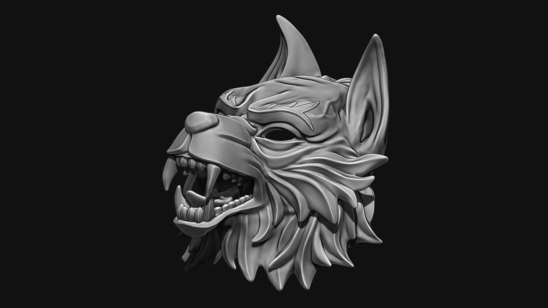 Wolf Mask - Japanese Samurai Mask - Oni Tiger Mask 3D Print Model by ...