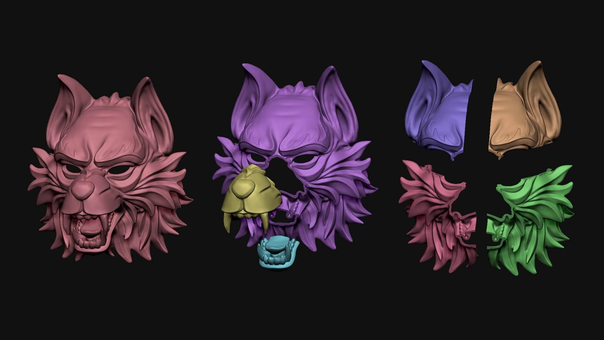 Wolf Mask - Japanese Samurai Mask - Oni Tiger Mask 3D Print Model by ...