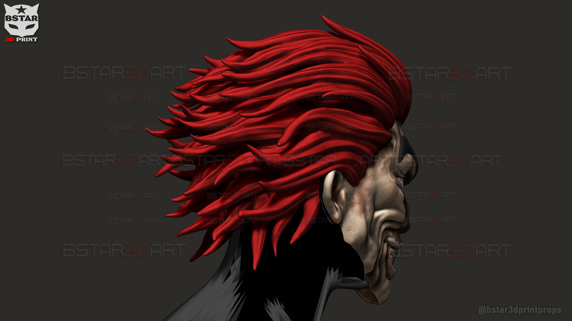 Yujiro Hanma Head Mask (With Hair) - Baki Anime Netflix 3D Model by ...
